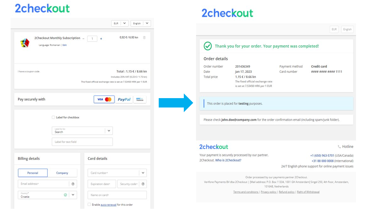 Croatia’s Currency Transition to Euro | Documentation | 2Checkout